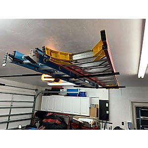 StoreYourBoard Double Ladder Ceiling Rack, Hi Port 2 Garage Storage and Organizer, Hanger Mount