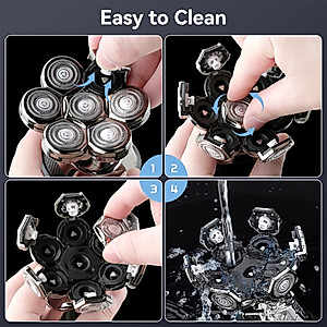 WeChip Head Shaver 7D 5-in-1 Head Shavers for Bald Men with Nose Hair Sideburns Trimmer, Floating Head Razors for Bald Men Waterproof Wet & Dry, LED Display, Cordless, Rechargeable