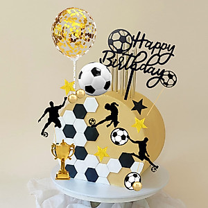 28 PCS Soccer Cake Topper Soccer Ball Player Cake Decorations for Soccer Birthday Party Sport Party Supplies