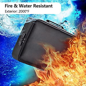 ruboka Fireproof Document Bag, 3-Layer Fireproof Document Organizer with Lock, Home Office Travel Fireproof Lock Box, Portable Fireproof Document Safe for Files Passport Certificates