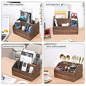 Wooden Kitchen Silverware Caddy, 7 Compartments Upgraded Cutlery Holder, Vintage Multi-Use Desktop Organizer for Home, Office…