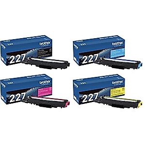Brother Genuine TN227BK, TN227C, TN227M, TN227Y High Yield Black/Cyan/Magenta/Yellow Toner Cartridge Set, TN227