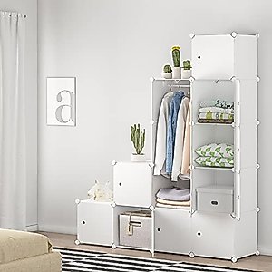 Aeitc Large Storage Cubes- 14''x 18'' (12 Cube)-Clothes , DIY , Closet Organizer with Doors, Modular Bookshelf Units, Toy Organizer, White
