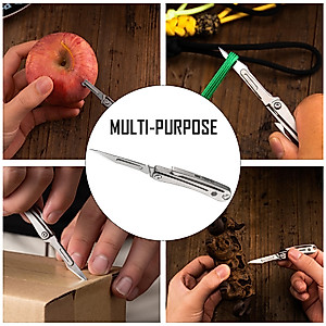 KeyUnity KK07 Mini Titanium Scalpel Knife with #11 Replaceable Blades, EDC Utility Folding Knife with Pocket Clip, for Outdoor Hunting, Camping, Fishing, Hiking