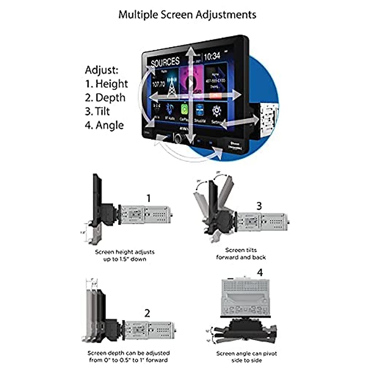 Jensen CAR910X 9 inch Mechless Multimedia Receiver with Apple CarPlay l Android Auto l SiriusXM-Ready l Built-in Bluetooth l 240 Watts MOSFET Power (60W x 4) (Renewed)