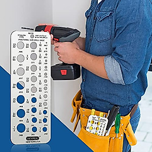 Drill Bit Gauge Fractional Drill Bit Size Gauge, Stainless Steel Drill Gauge, 29-Holes Standard Metric Size Drill Bit Gauge for 1/16 Inch to 1/2 Inch Drill Bit Index, 1pc Black+1pc Silver