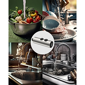 Metal Pull Down Kitchen Faucet Head Replacement with 15 Adapters, Pull Out Sink Spray Head, 2 Function Spray Nozzle Compatible with Moen, American Standard, Delta, Kohler Faucets, Brushed Nickel