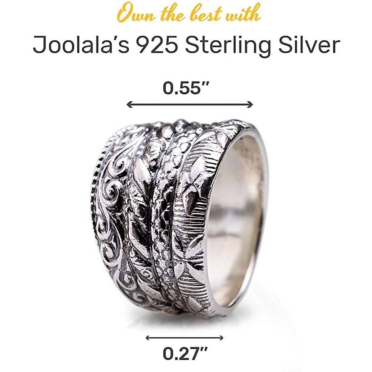 Joolala Fairytell Four Element Design Fashion Twirl Ring in 925 Sterling Silver – Anniversary Band for Women, Size 6