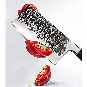Kitory Meat Cleaver Heavy Duty Chinese Chefs Knife Forged Butcher Knife Handmade 8" Chopper Knife Traditional Kitchen Knife for Cutting Chopping Meats, Small Bones and Vegetables