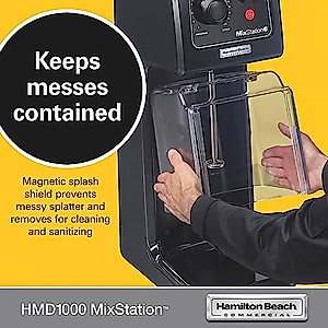 Hamilton Beach Commercial MixStation Drink Mixer, 3/4 HP Motor, Programmable, Variable Speed, Easy to Clean, NSF Certified, HMD1000 BLACK