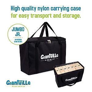 Giantville Giant Tumbling Timber Toy - Premium Pine Wood Life-Size Blocks Tower - Big Floor/Board Indoor/Outdoor Yard Game for Kids & Adults - 56-Pieces + Carry/Storage Bag - Grows to Over 4-Feet