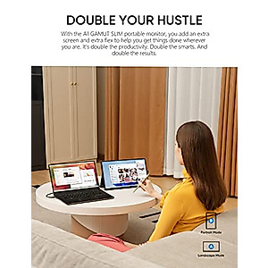 ARZOPA Portable Monitor, 14.0" Ultra Slim Portable Laptop Monitor FHD 1080P External Display with Dual Speakers Second Screen for Laptop PC Phone Xbox PS4/5 Switch-A1 GAMUT Slim