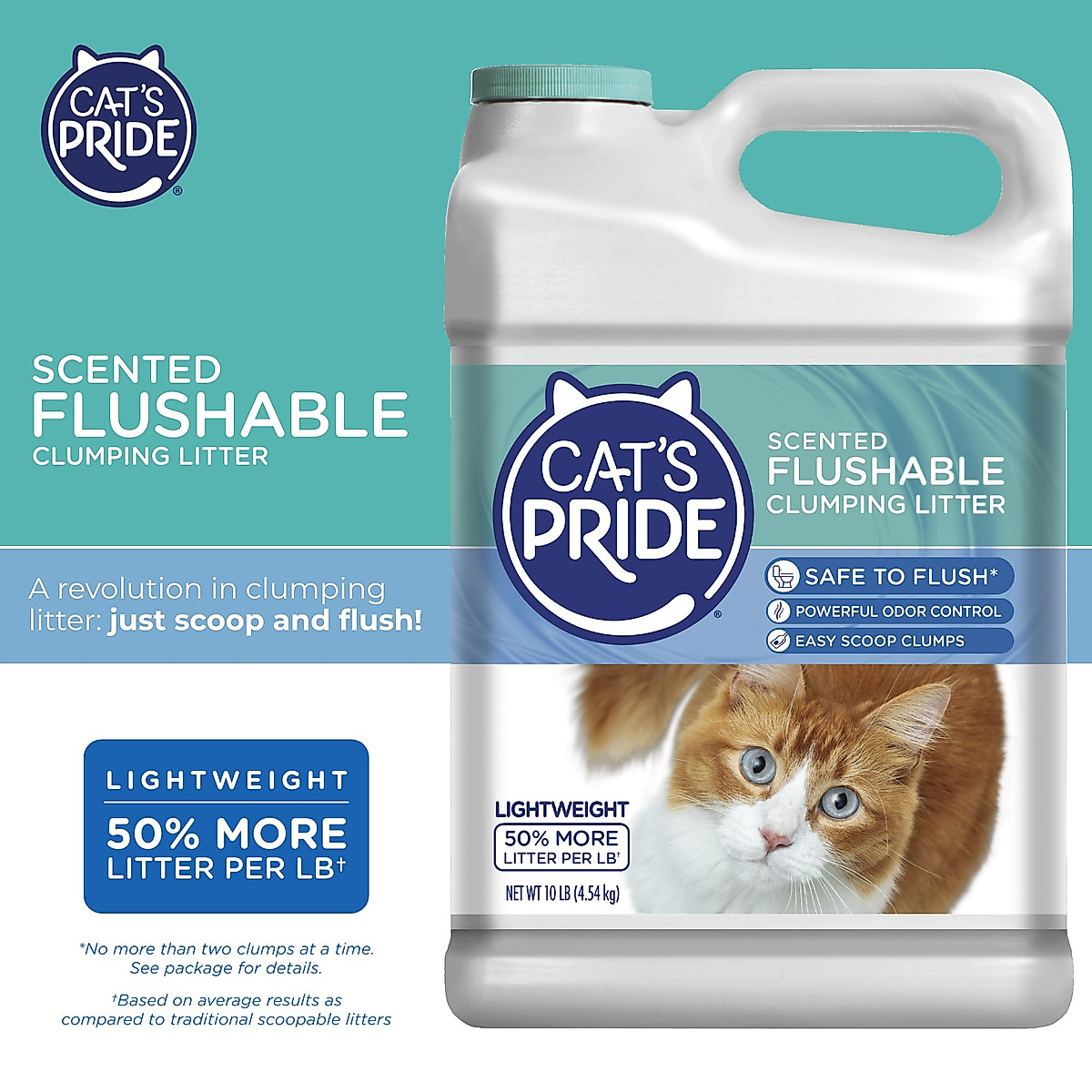 Cat's Pride Lightweight Clumping Litter: Flushable - Powerful Odor Control - Scented, 10 Pounds