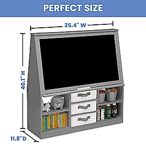 Delta Children at-Home Artist Center - Deluxe Double-Sided Easel and Storage Unit, Grey