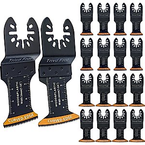 Trivd Frol 50Pcs Curved-Edge Oscillating Tool Blades Professional Universal Oscillating Saw Blades Wood Multitool Blades Compatible with Dewalt, Milwaukee, Makita, Ryobi, Rockwell, Bosch