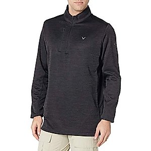 Callaway Men's Weather Series Dual Action Aquapel Block Swing Tech 1/4 Zip Golf Pullover, Black Grey Heather, X Large
