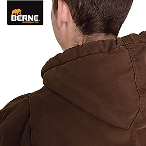 Berne Men's Highland Washed Hooded Jacket, Medium Regular, Bark