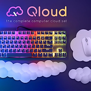 Create-ables Qloud Cloud Wrist Rest Keyboard Wrist Rest for Computer Keyboard Pad, Cloud Keyboard Wrist Rest, Wrist Pad for Keyboard, Memory Foam, Non Slip Base, Comes with Mouse Pad - White