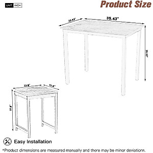 AWQM 3 Piece Dining Table Set, Small Kitchen Table and 2 Stools, Kitchen Breakfast Dining Table Set, Breakfast Table of 35.43 x 23.62 x 29.92 inches, Stools of 13.8 x 13.8 x 17.8 inches, Black