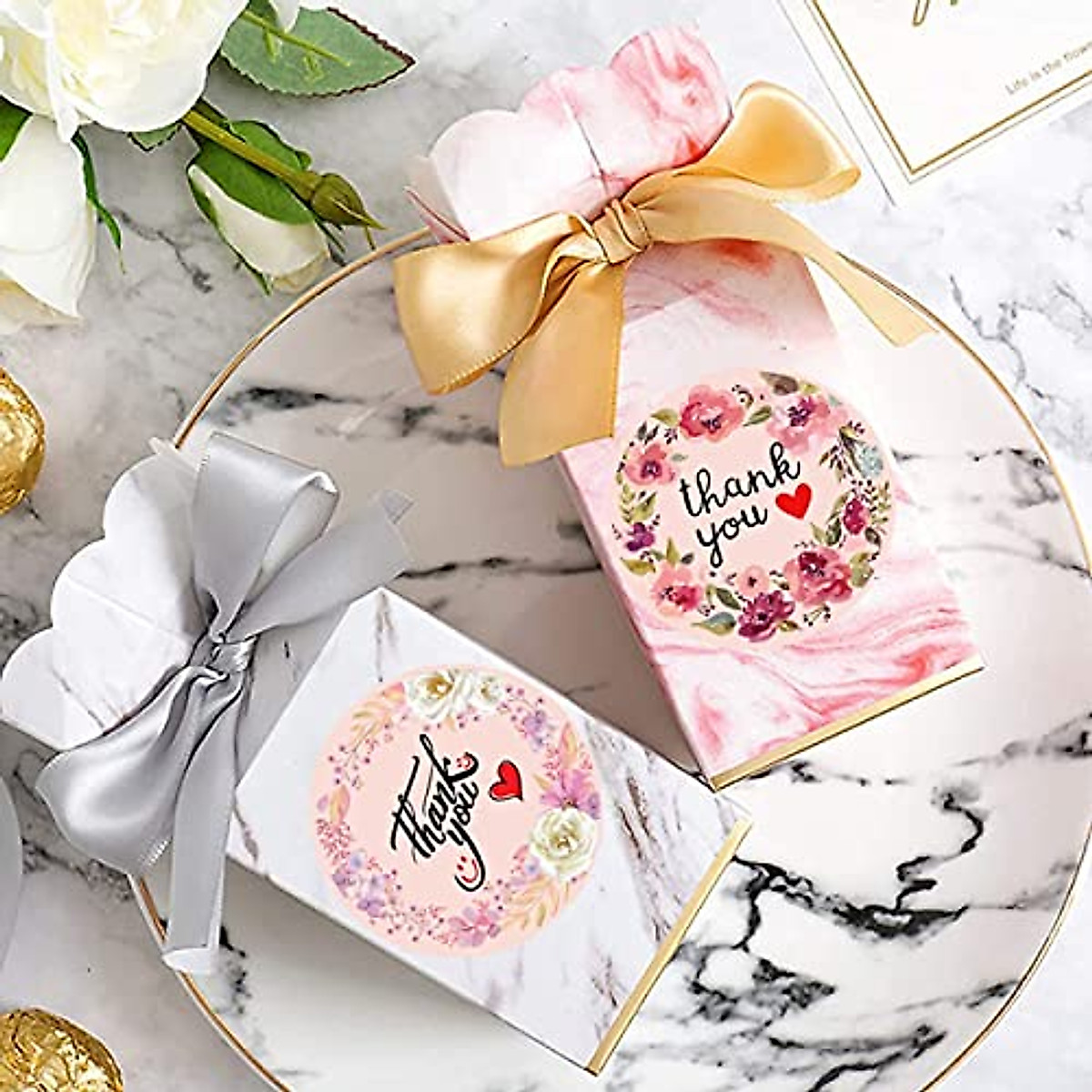 Thank You Stickers Labels 500PCS 1.5 Inch Small BusinessThanksgiving Waterproof for Party Baby Shower Wedding Hand Gift Small Business,Cute Clear 8 Colors