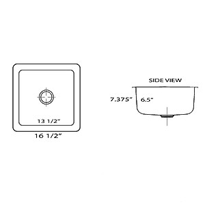 Nantucket Sinks SQRS-7 16.5" Square Hammered Stainless Bar Sink In Polished