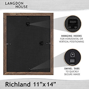 Langdon House 11x14 Picture Frames w/Mat to 8x10 (Rustic Brown, 6 Pack) Traditional Wood-Like Photo Frames for Any Décor Style, Richland Collection