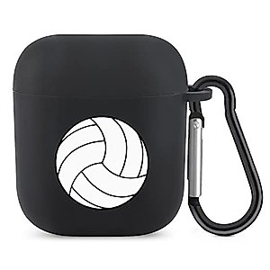 AirPods Case Black TPU Full Protective Cover Compatible with AirPods 2 & 1 (White Volley)