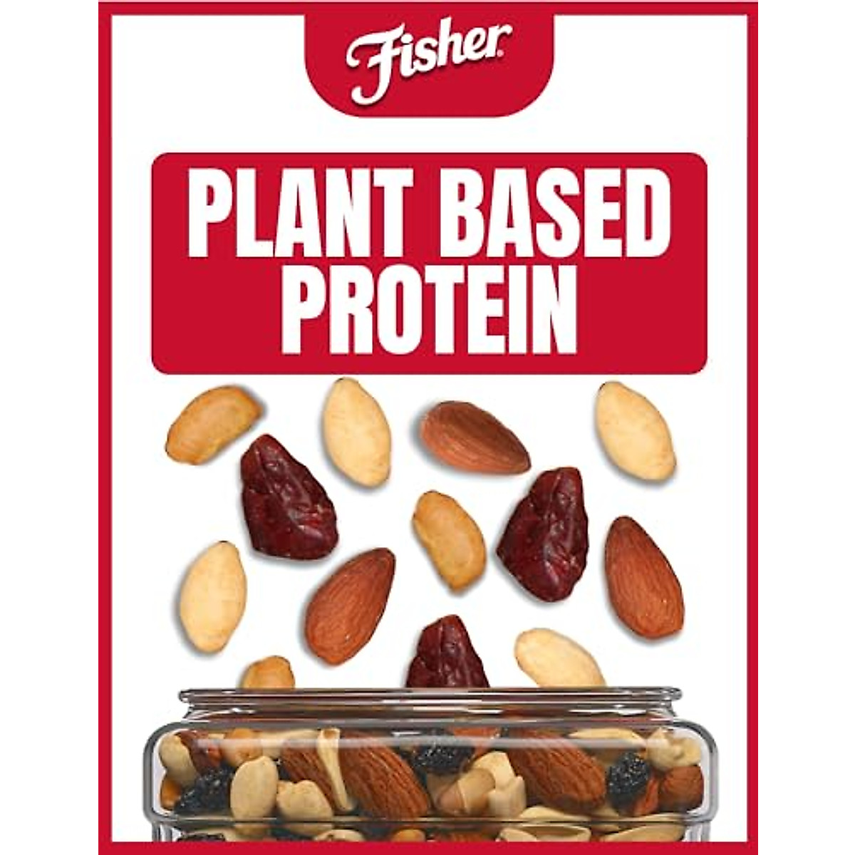 Fisher Snack Hunger Fighter Trail Mix, 38 Ounces, Peanuts, Almonds, Dried Sweetened Cranberries, Soy Nuts