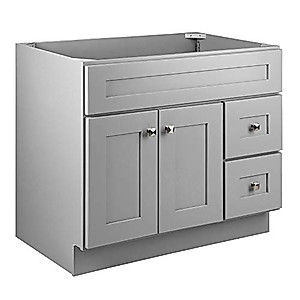Design House 587097 Bath Unassembled Modern 2-Door 2-Drawer Bathroom Shaker Vanity Cabinet Only, 36 x 21,Grey