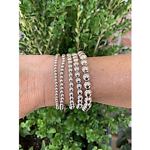 ARGENTO REALE 925 Sterling Silver Necklace Italian Handmade 4MM-10MM Bead Ball Chain Bracelet and Necklace for Women, Silver Bead Bracelet, Womens Silver Bracelets