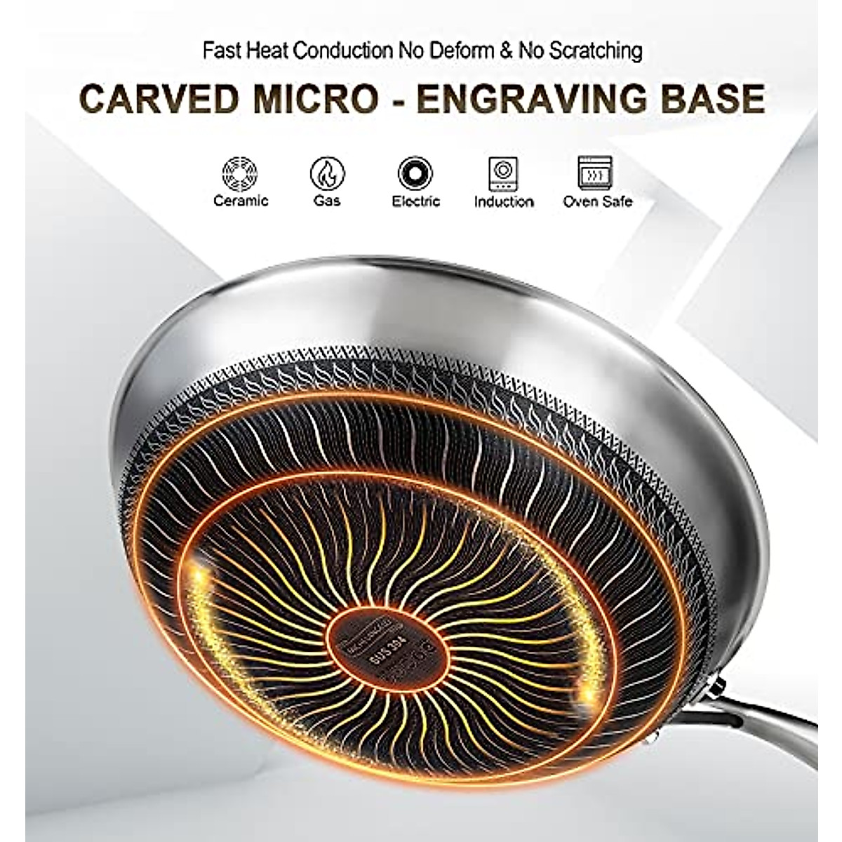 MICHELANGELO Wok Pan with Lid, 12 Inch Stainless Steel Wok Set with Spider Strainer and Steaming Rack, Honeycomb Woks & Stir-fry Pans Flat Bottom Wok Induction Compatible, Dishwasher and Oven Safe