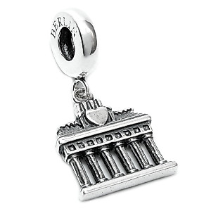 Queenberry Landmark Series Sterling Silver Berlin Brandenburg Gate Dangle European-style Bead Charm