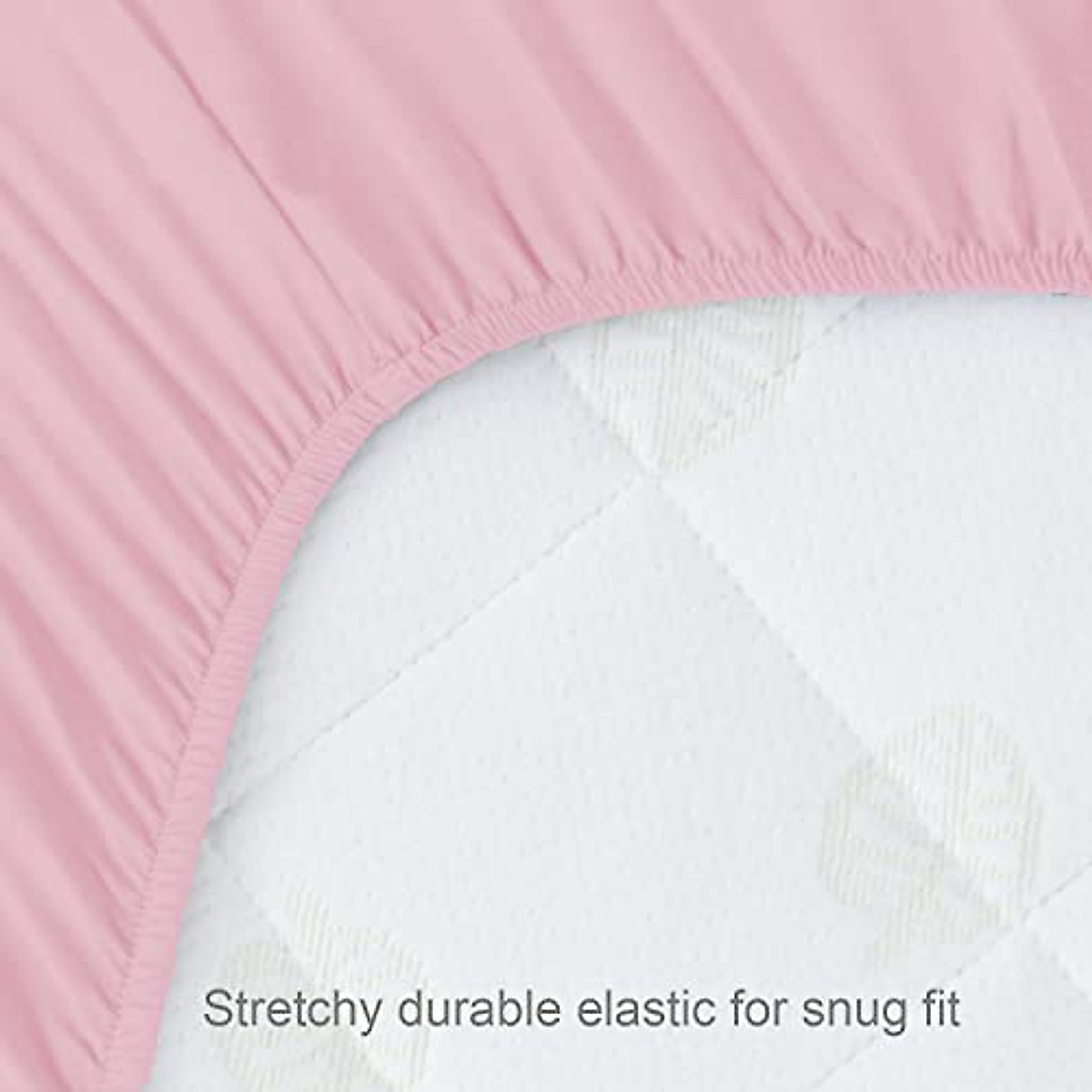 Pack and Play Sheets and Waterproof Pack n Play Mattress Protector Pad Cover 4 Pack Set, Ultra Soft Pack n Play Mattresses Sheets Compatible with Graco Pack n Play, Grey&Pink