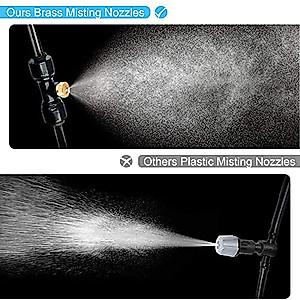 MIXC Misters for Outside Patio, Outdoor Water Misting System, 75FT(23 M) Misting Line +28 Mist Nozzles +3/4" Brass Adapter, Mist Cooling Kit for Outdoor Garden Backyard Trampoline Umbrella