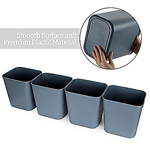 ZOFORTY 4 Pack Slim Plastic Trash Can Wastebasket 1.5 Gallon Small Garbage Bin Rectangle Trash Bin Waste Basket for Office Bathroom Bedroom Home Kitchen Dorm - 10” High