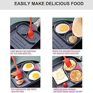 JUSTUP Nonstick Egg Frying Pan, 3-in-1 Nonstick Pan Divided Grill Frying Pan, Heat Resistant Handle 3 Section Skillet Mini Pancake Pan, Cooking Pan for Breakfast, Egg, Bacon and Burgers, 7.3 in