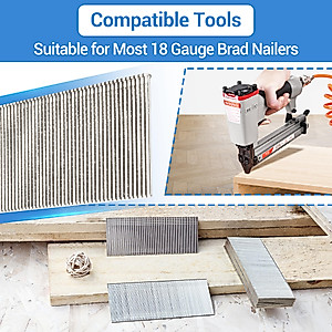meite 18 Gauge Stainless Steel Brad Nails, 1 Inch 18GA Brad Nails, 304 Stainless Steel Small Finishing Nail Gun Nails for Pneumatic, Electric Brad Nailer Gun (2,000 Counts)