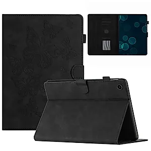 SLLMYYX Case for Samsung Galaxy Tab A8 10.5 Inch SM-X200 2021 Release, Many Butterflies PU Leather Slim Folio Adjustable Stand Tablet Cover Case (Black)
