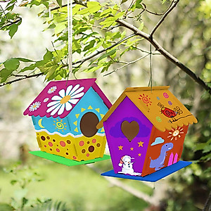 hapray 4 Pack Bird House Crafts for Kids Ages 5-8 8-12, Buildable DIY Birdhouse Kit for Children to Build, 3+ Summer Arts and Craft Projects with Paint, Boy Girl Gift Christmas