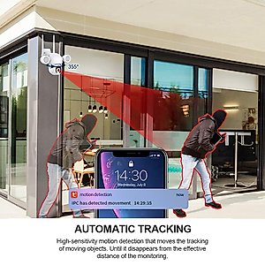 EVERSECU 2K 3Mp Tuya Smart Life Floodlight Outdoor WiFi IP PTZ Security Camera Weatherproof, Motion-Activated Spotlights &Auto-Tracking, Color Night Vision, 2-Way Audio, Work with Alexa & Google Home