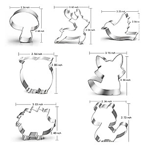 Woodland Cookie Cutter Set-3 Inches-7 Piece-Fox, Owl, Deer, Bird, Hedgehog, Squirrel, Mushroom, Forest Animal Cookie Cutters Molds for Kids Birthday Party Woodland Baby Shower