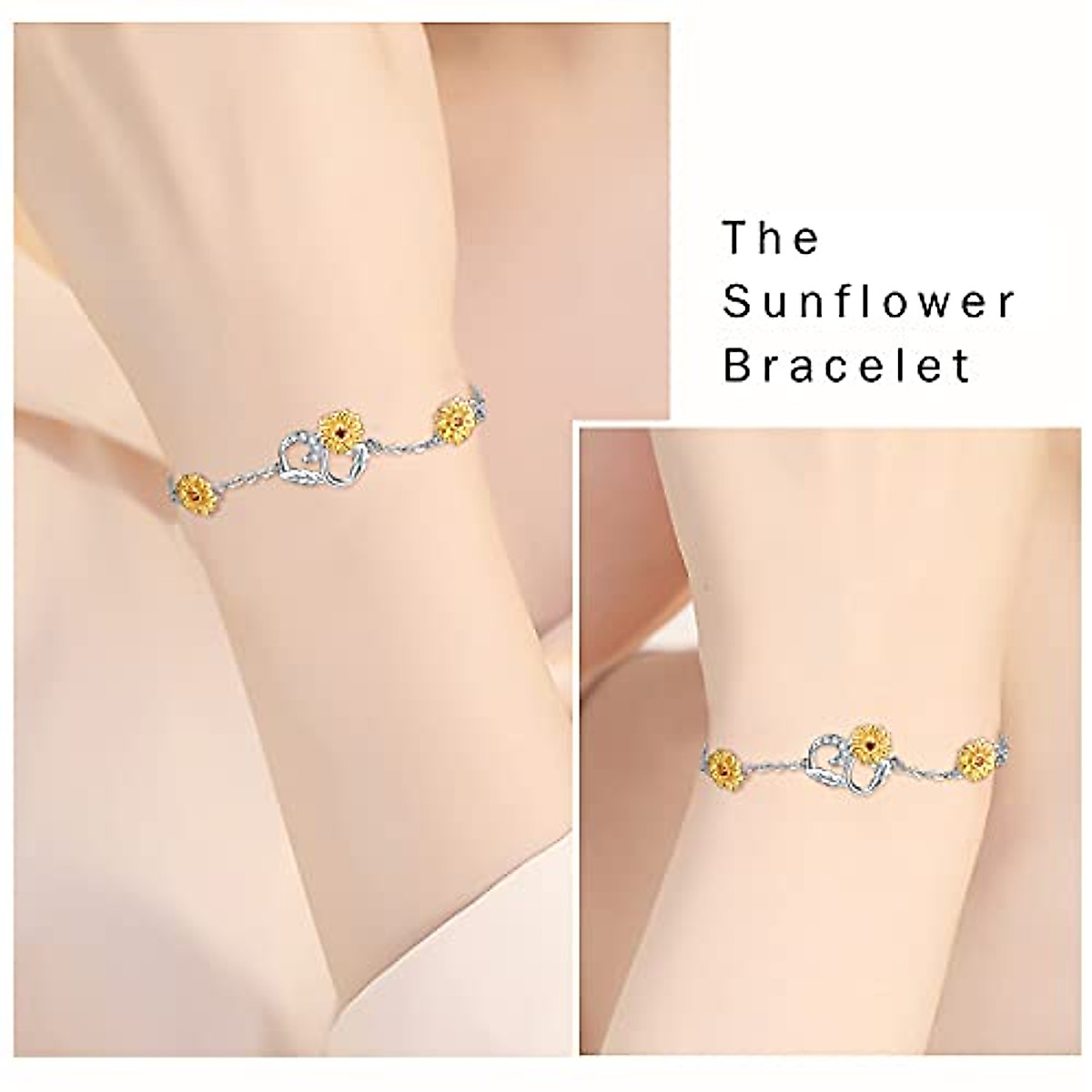 Cuoka Sunflower Bracelet 925 Sterling Silver Sunflower Jewelry For Women Girlfriend with Box