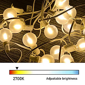 Outdoor LED String Lights, 50Ft G40 Outdoor Patio Lights with 52 Frosted White LED Globe Bulbs, Hanging Backyard Lights Waterproof for Indoor Outside Garden Bistro Pergola Tents Decorations, White