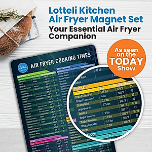 Air Fryer Magnetic Cheat Sheet Set, Air Fryer Accessories Cook Times, Airfryer Accessory Magnet Sheet Quick Reference Guide for Cooking and Frying (Black)