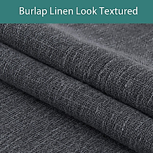 LORDTEX Linen Look Textured Blackout Curtains with Thermal Insulated Liner - Heavy Thick Grommet Window Drapes for Bedroom, 50 x 63 Inches, Grey, Set of 2 Panels