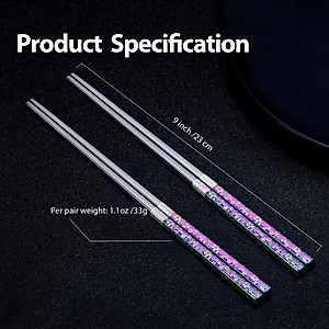 Hagary Cherry Blossom Rainbow Chopsticks Metal Chopsticks Reusable Designed In Korea Japanese Style Stainless Steel 316 18/10 Non-Slip Dishwasher Safe (2 Pairs)