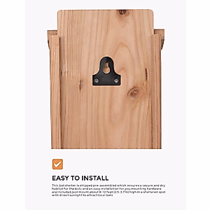 INCLY Small Bat House Kit for Outdoors 14.6"x6.7"x2.2" Shelter Box Roosting Single Chamber Natural Cedar Wood, Pre-Finished Easy to Install