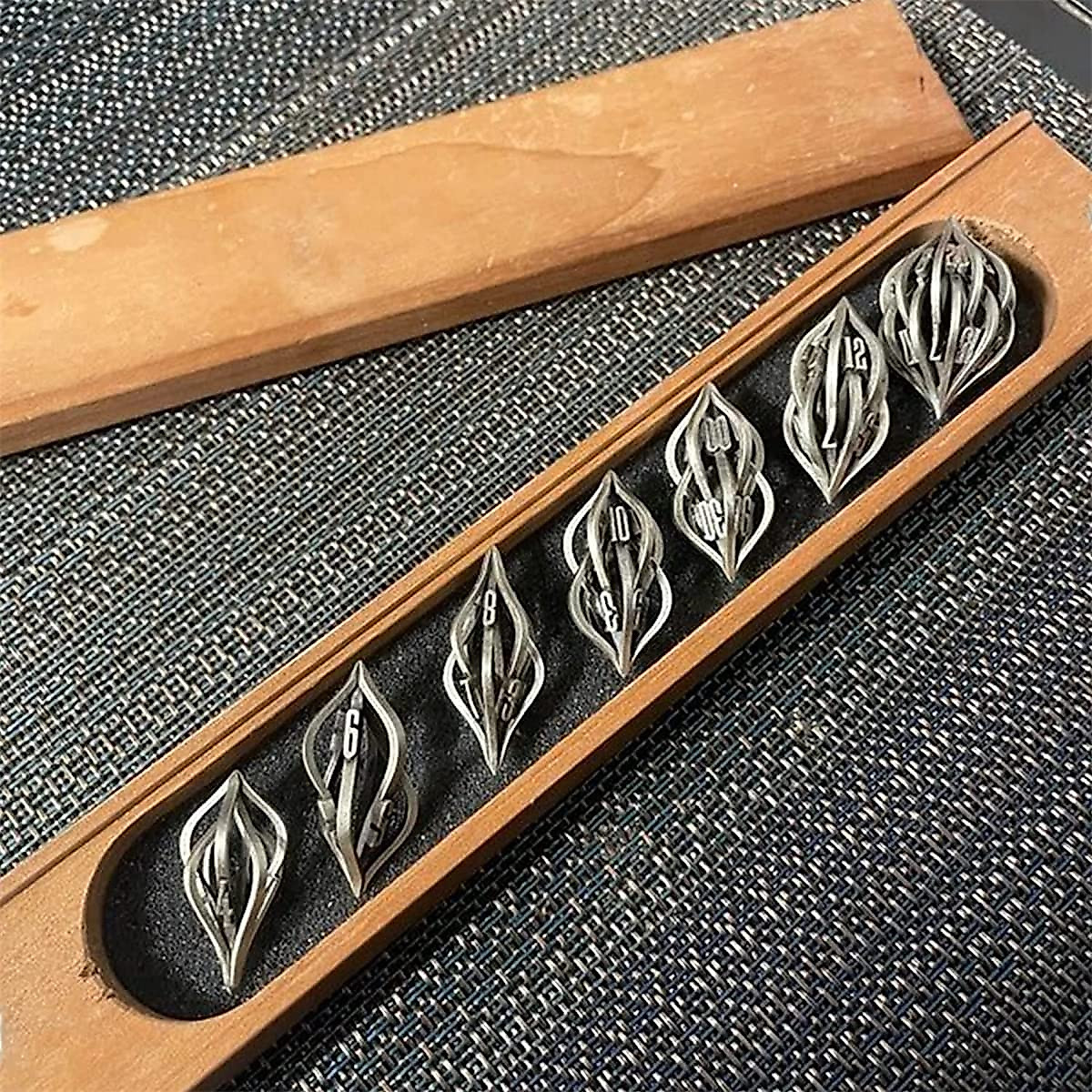 DAYMED The Arcanum Dice Set for Table Games, Hollow Polyhedral Dice Metal Dice Set DND RPG MTG Game 3D Printed Dice Set，Dice Set for Table Games, with Exquisite Wooden Gift Box