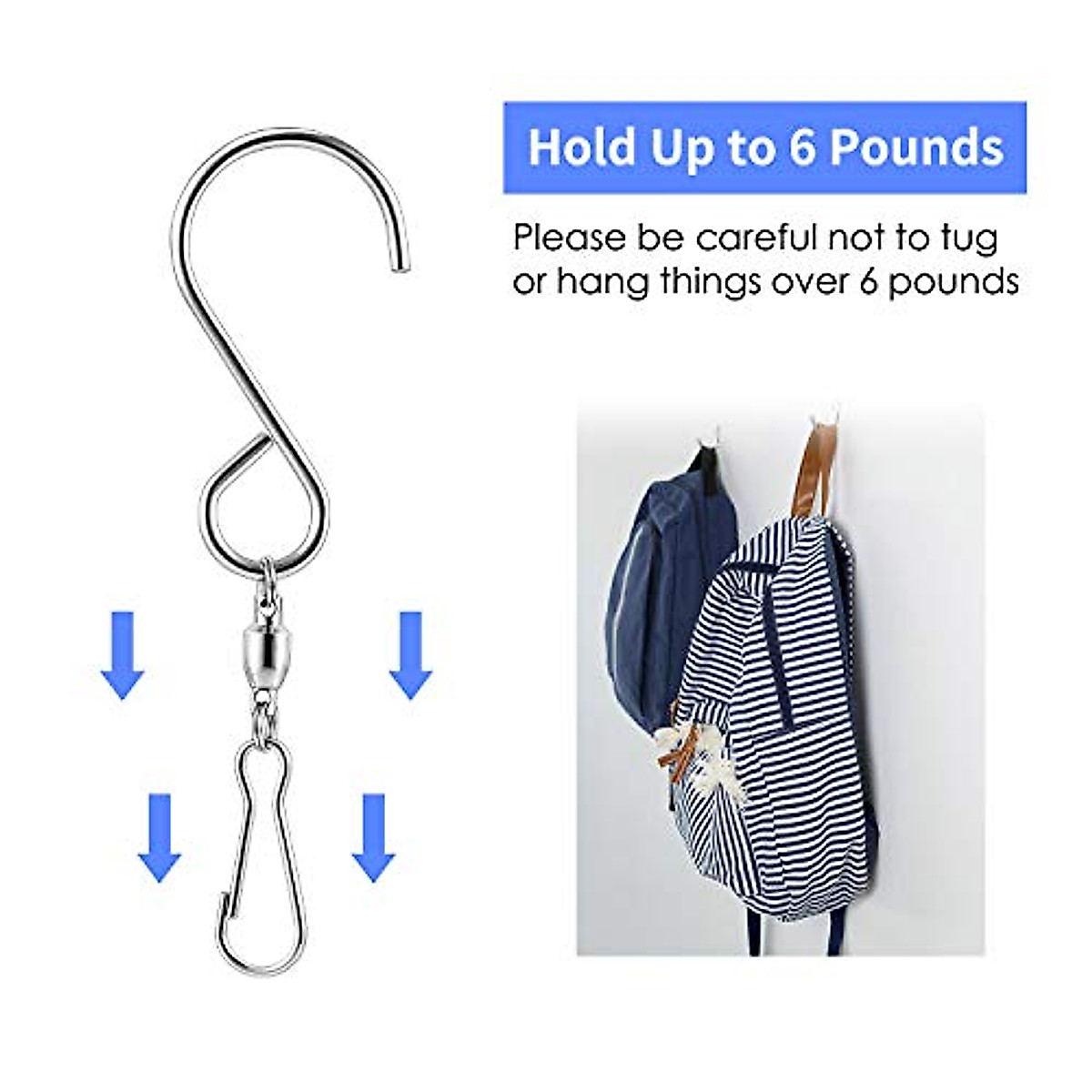 TecUnite 20 Pack Wind Spinner Swivel Hooks Clips for Hanging Wind Spinners Wind Chimes Crystal Twisters Garden Bells Party Supply