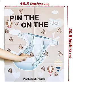 Baby Shower Games Party Favors, Pin The Sticker on The Diaper Game, BabyShower Decorations Birthday Party Supplies for Adults Girl Boy - 48 Stickers